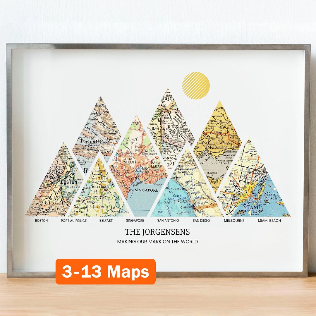 Personalized Milestones Map™ Print: 3-13 Locations Mountain Wall Art ...