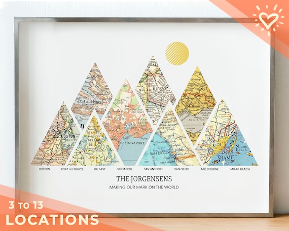 Art & Collectibles Prints Meaningful Places Map Trio GIFT CERTIFICATE ...