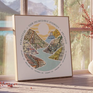 Personalized Journey Map™ Print: 2-8 Locations Mountain Wall Art Custom ...