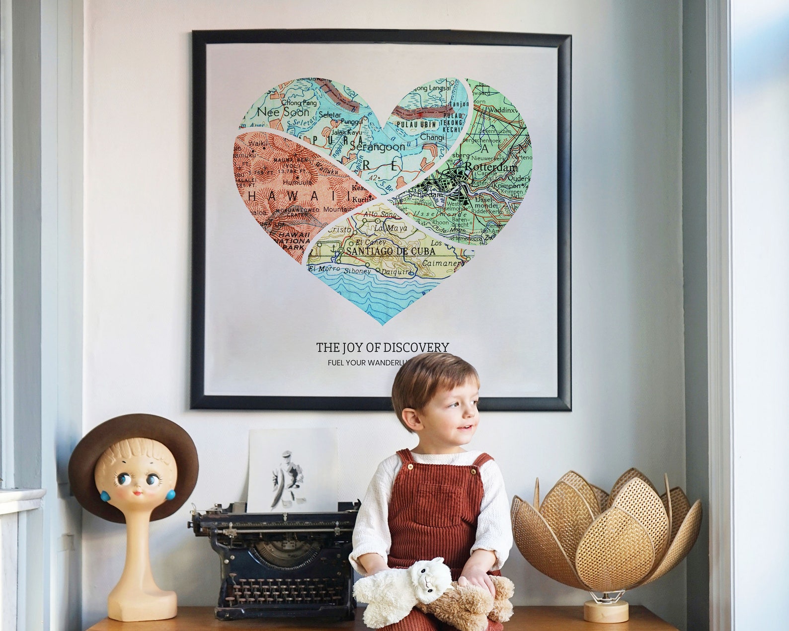 Personalized Heart Map Print: 1-6 Locations curved - Etsy