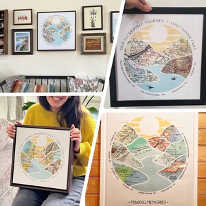 Personalized Journey Map™ Print: 2-8 Locations Mountain Wall Art Custom ...
