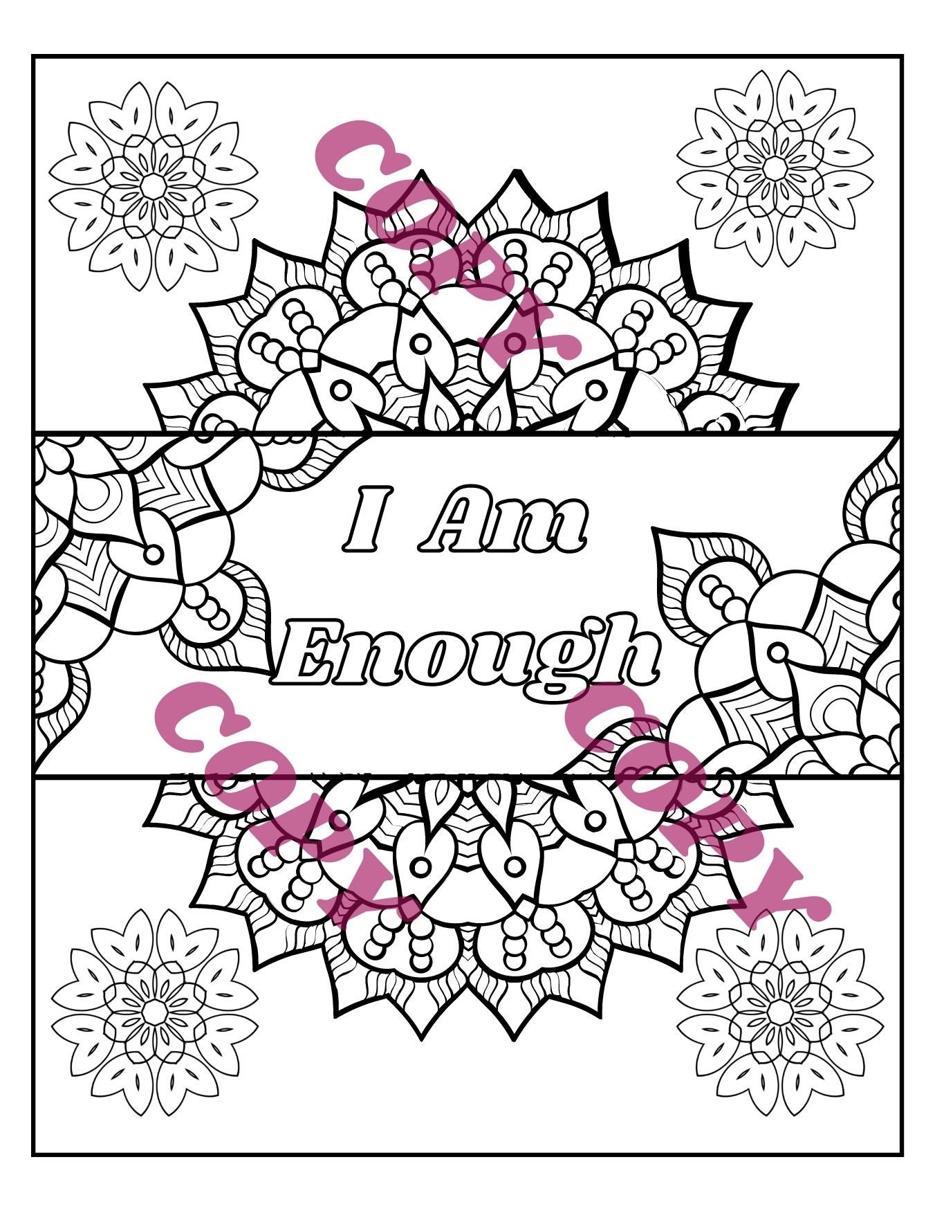 Affirmation Mantra Coloring Pages Mandala Designs With Motivational ...