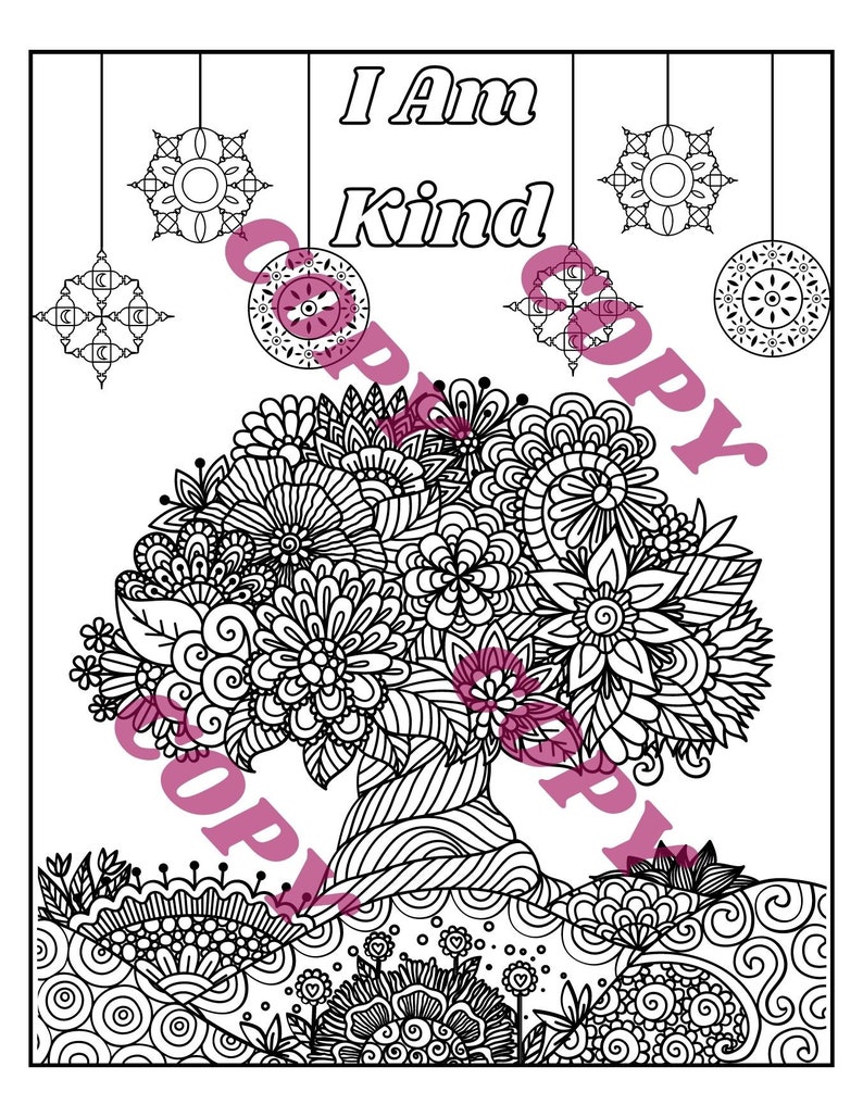 Affirmation Mantra Coloring Pages Mandala Designs With - Etsy Canada