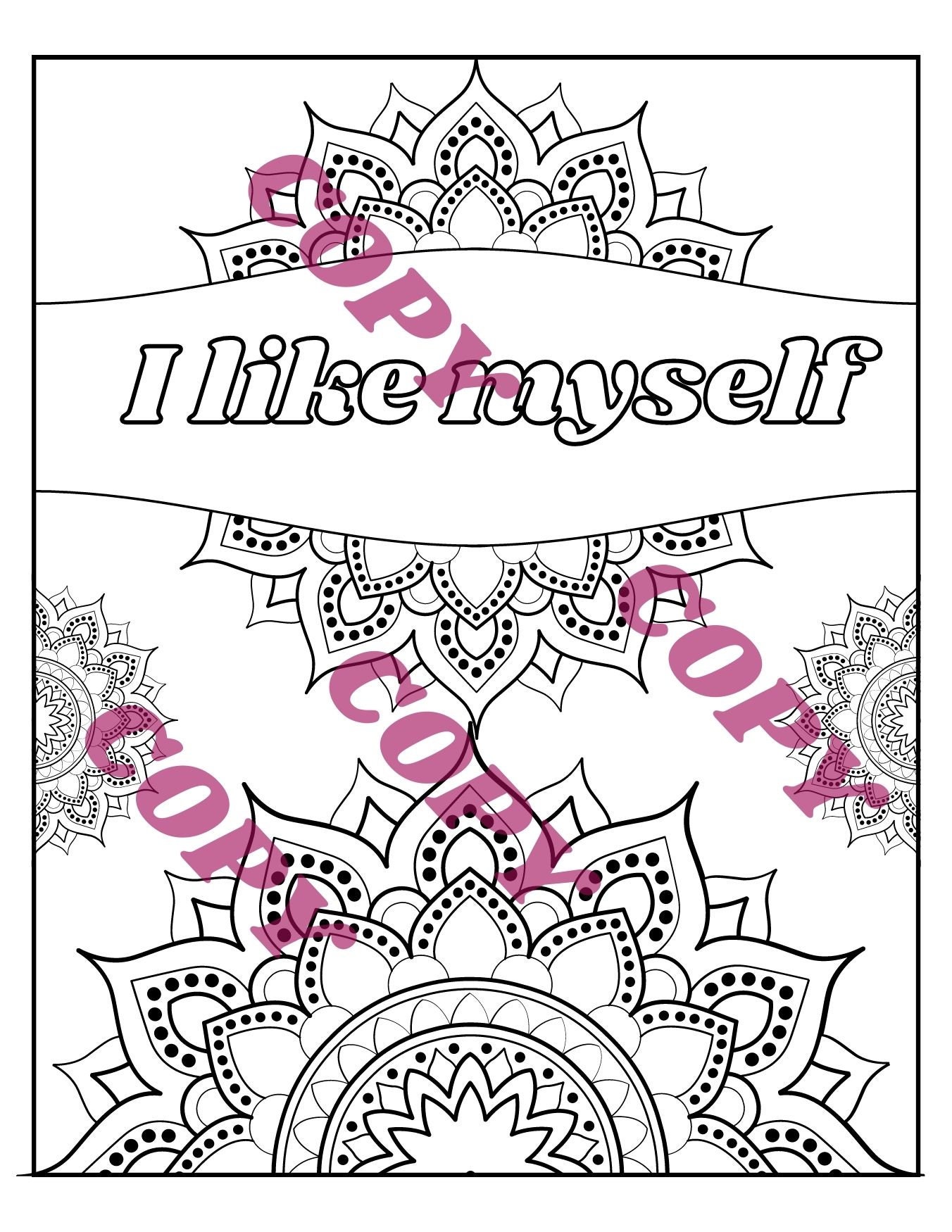 Affirmation Mantra Coloring Pages Mandala Designs With Motivational ...