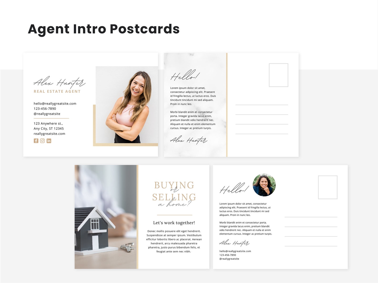 Real Estate Agent Postcard Templates Gold Luxury Realtor - Etsy