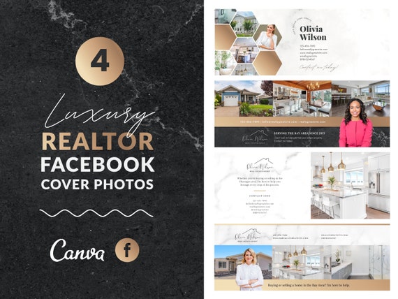 Real Estate Agent Facebook Cover Photo Realtor Cover Gold | Etsy