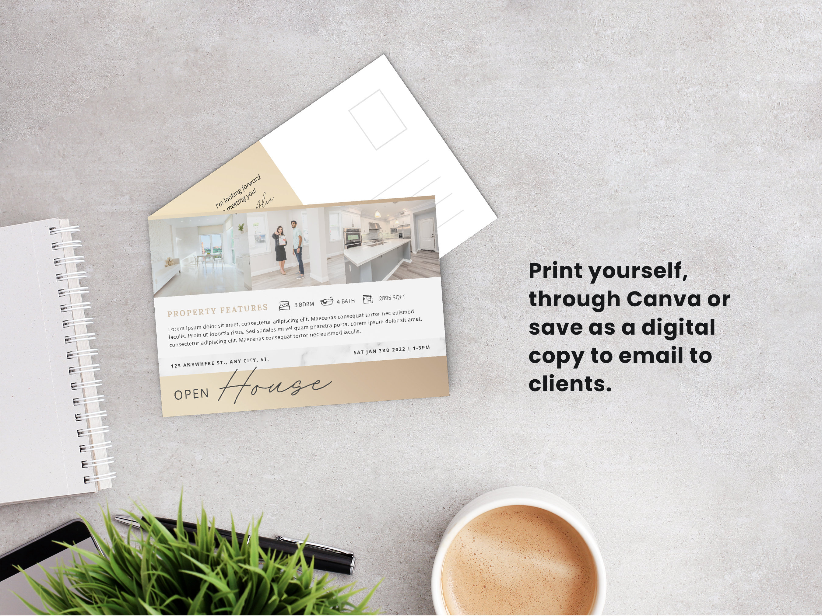 Real Estate Agent Postcard Templates Gold Luxury Realtor - Etsy