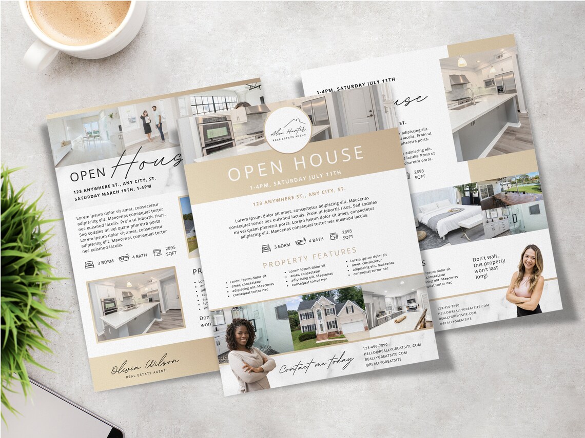 Real Estate Agent Open House Flyer Template Gold Luxury - Etsy