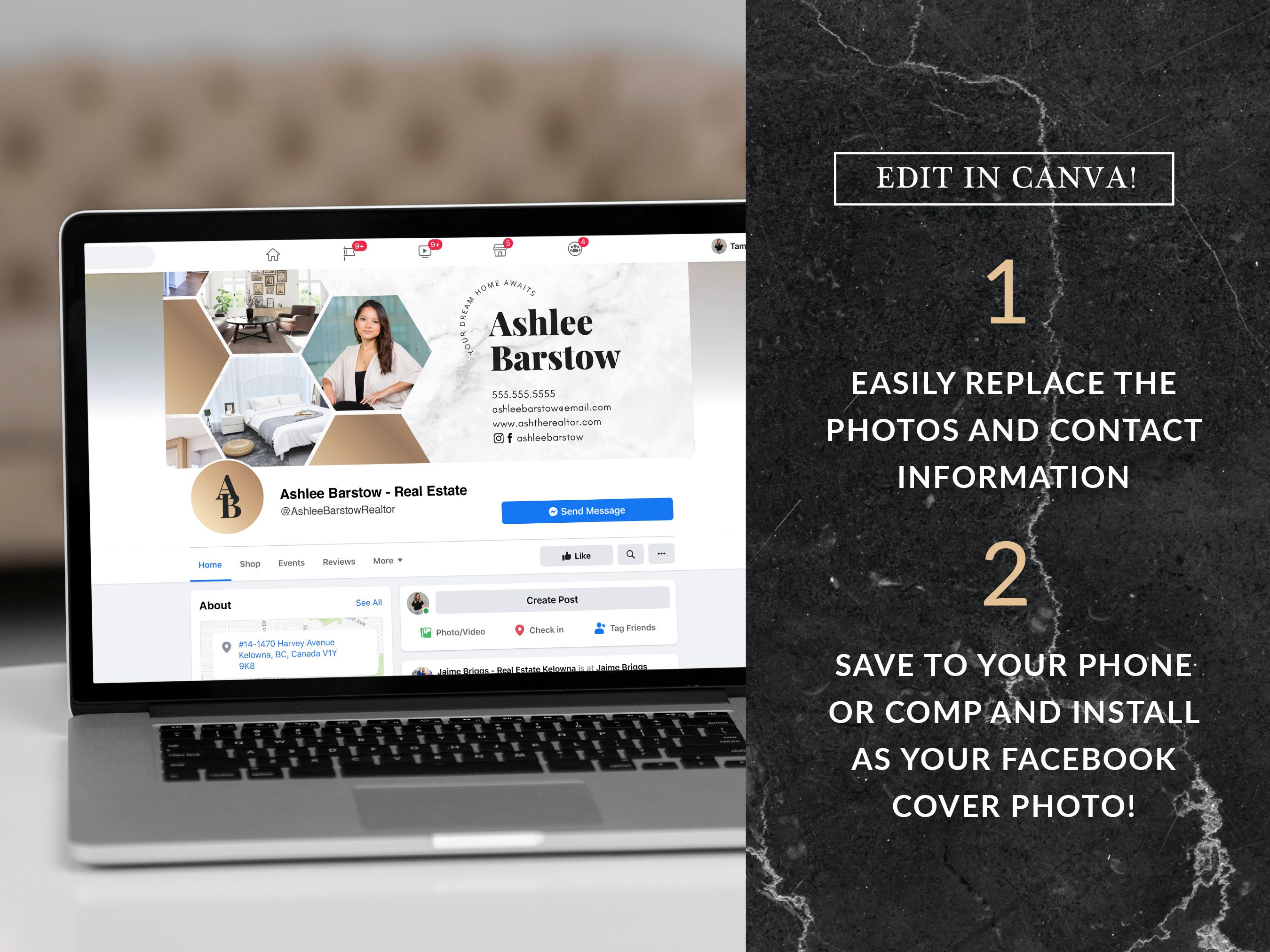 Real Estate Agent Facebook Cover Template | Realtor Cover Photo, Gold ...