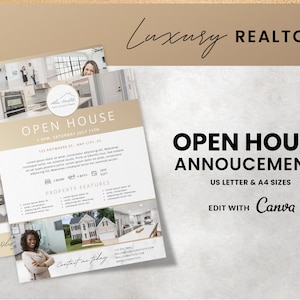 Real Estate Agent Open House Flyer Template | Gold Luxury Realtor ...