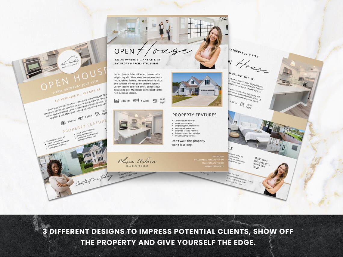 Real Estate Agent Open House Flyer Template Gold Luxury - Etsy