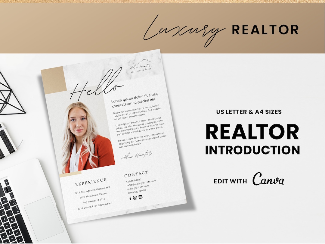 Real Estate Agent Introduction About Me Letter | Gold Luxury Realtor ...