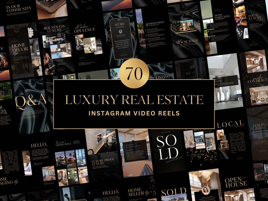 Luxury Real Estate Template Instagram Reels | Black and Gold, Realtor ...