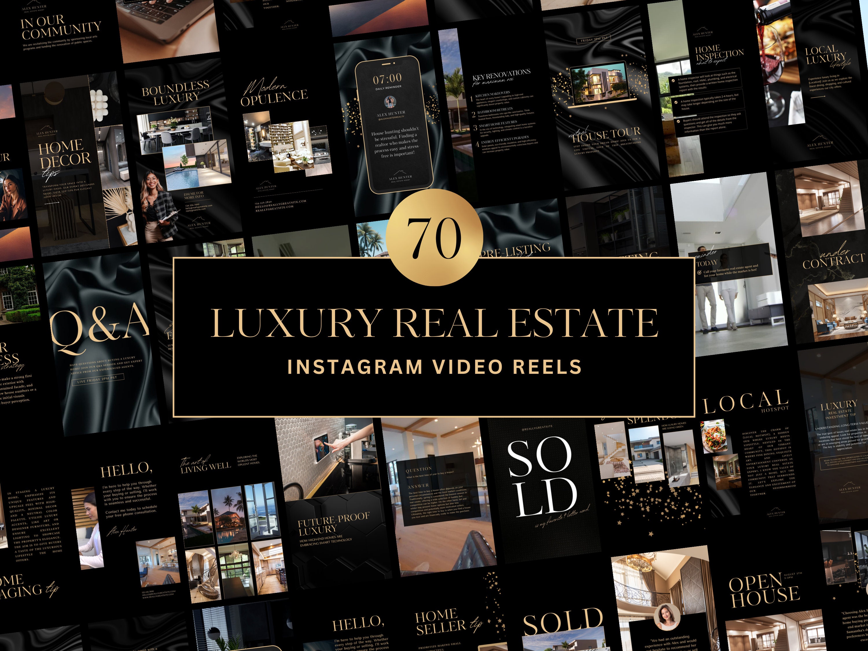 Luxury Real Estate Template Instagram Reels | Black and Gold, Realtor ...