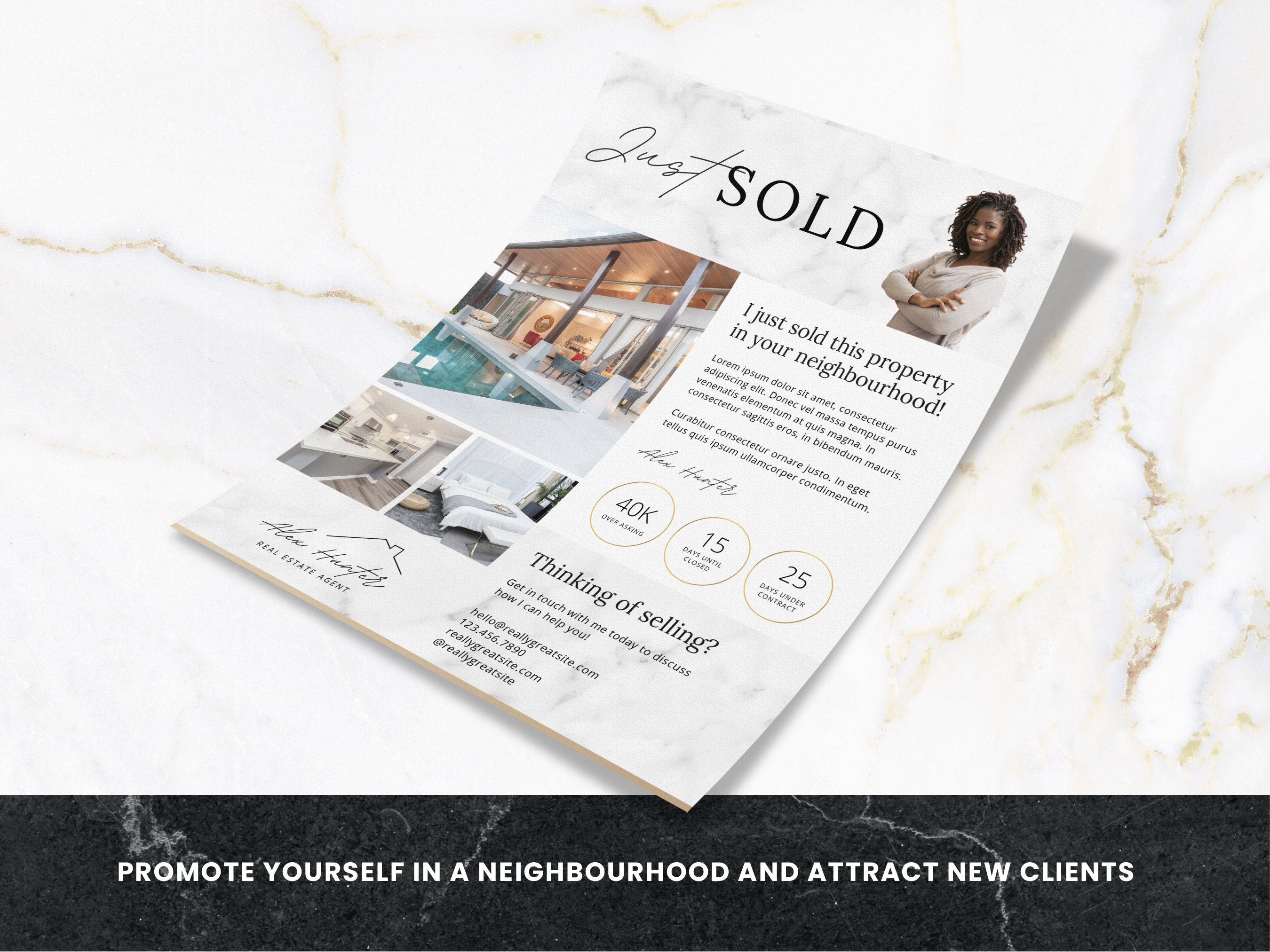 Real Estate Agent Just Sold Flyer | Gold Luxury Realtor Template ...