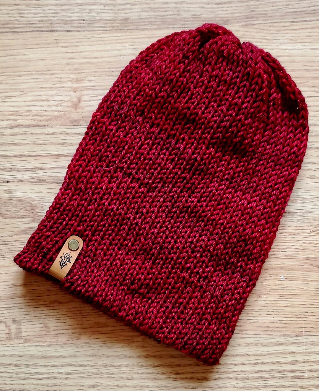 Pomegranate Red Merino Wool Stocking Cap, Unisex, Hand Loomed ...