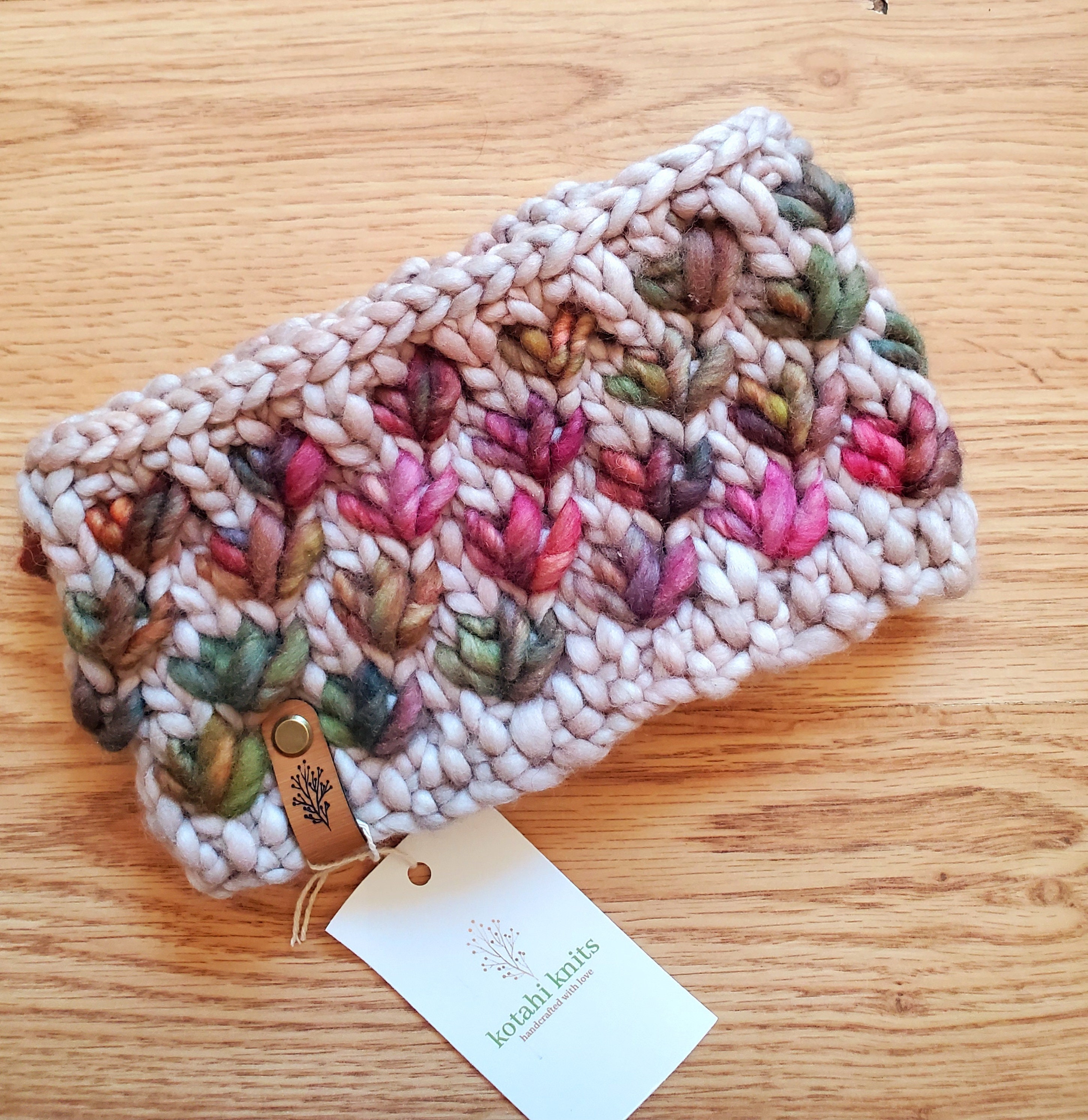 Women's Lotus Flower Headband, Luxury Merino Wool Chunky-knit Headband ...