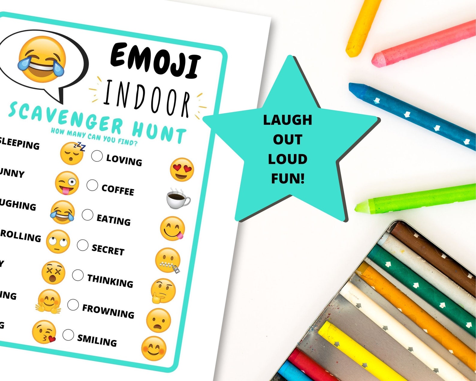 Emoji Indoor Scavenger Hunt Fun Activity for Kids & Tweens - Etsy España
