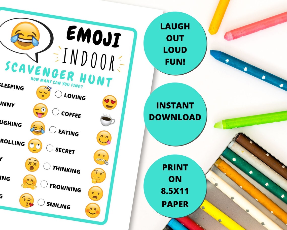 Emoji Indoor Scavenger Hunt Fun Activity for Kids & Tweens - Etsy Italia
