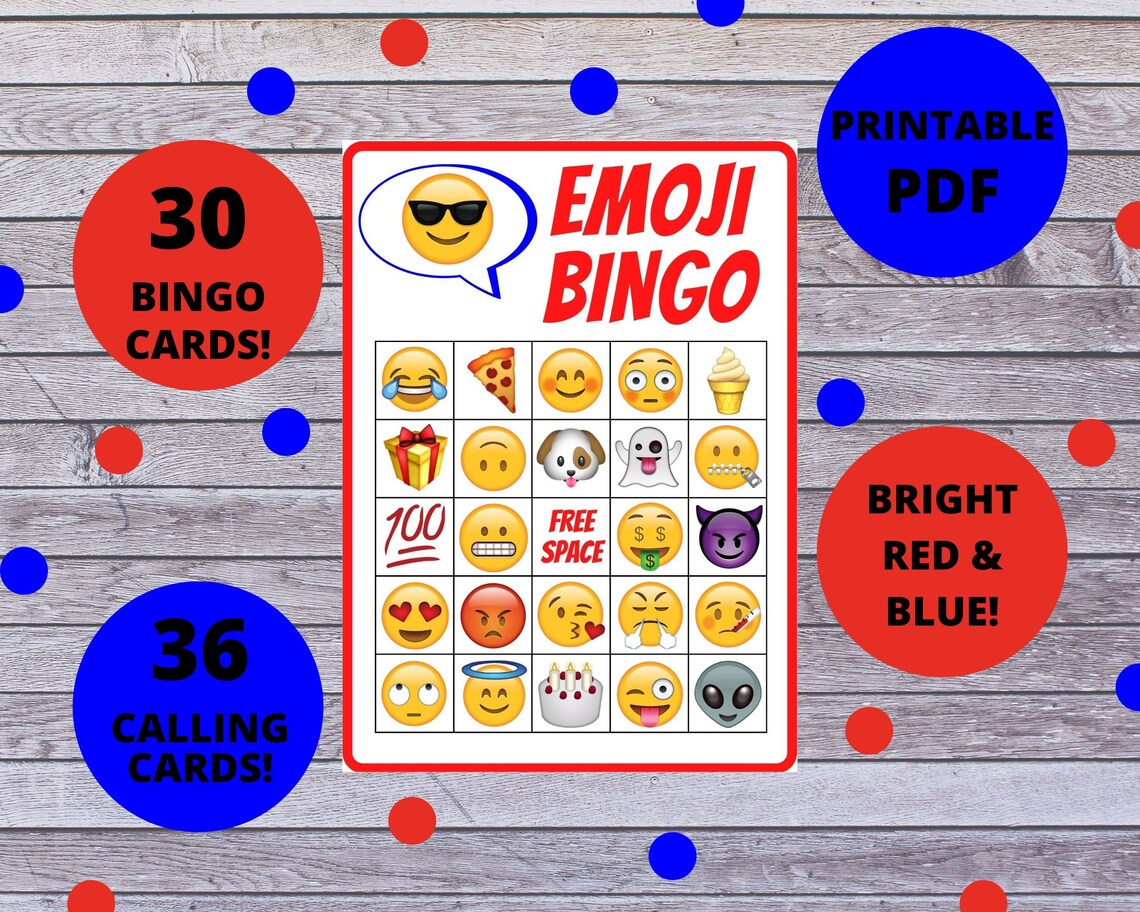 Emoji Bingo 30 Bingo Cards Red & Blue Emoji Birthday Party - Etsy Ireland