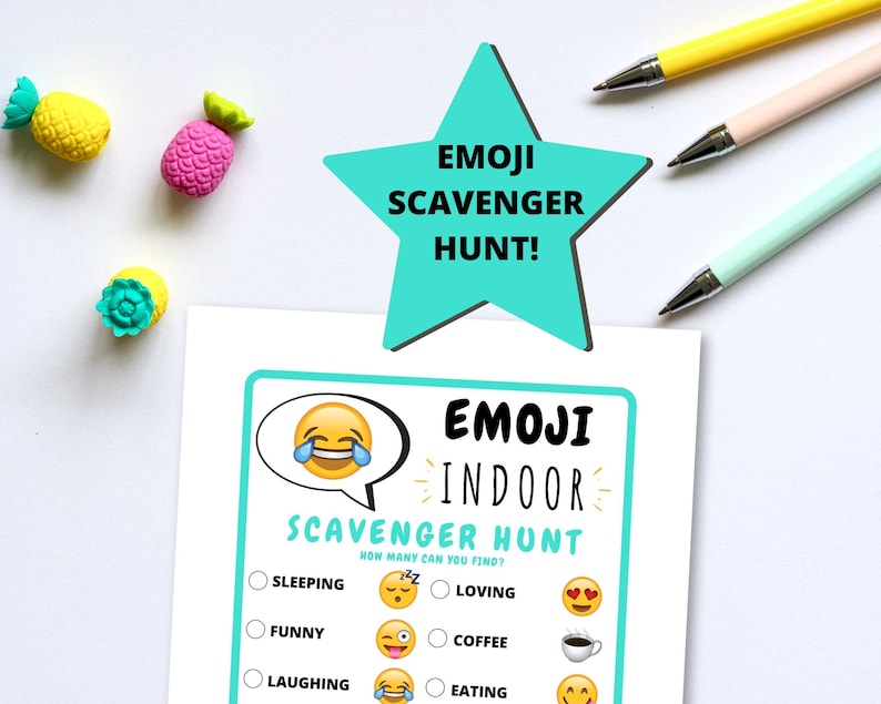 Emoji Indoor Scavenger Hunt Fun Activity for Kids & Tweens - Etsy