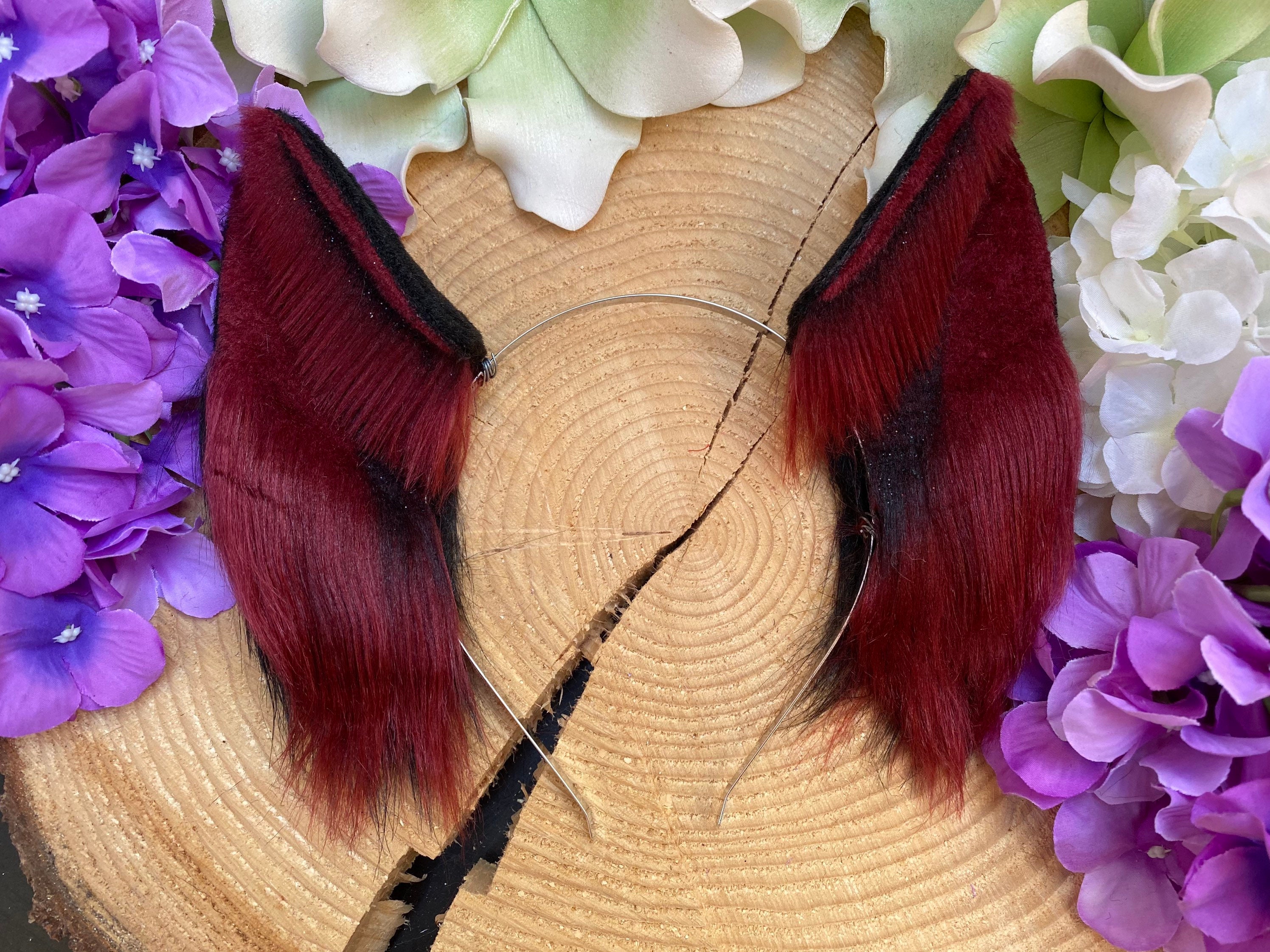 Cosplay Oreilles réalistes de loup Cosplay rouge et noir noir | Etsy