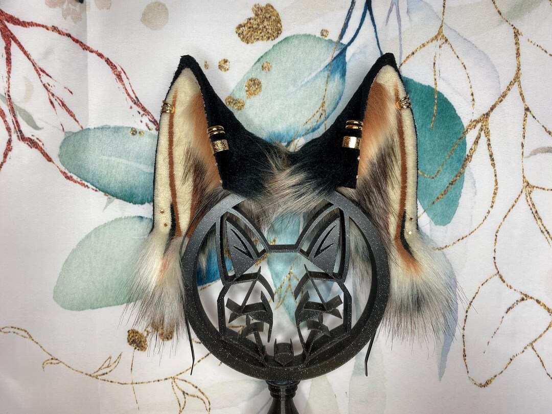 Black Natural Fox Ears Made of Faux Fur Handmade for Cosplay, Therians ...