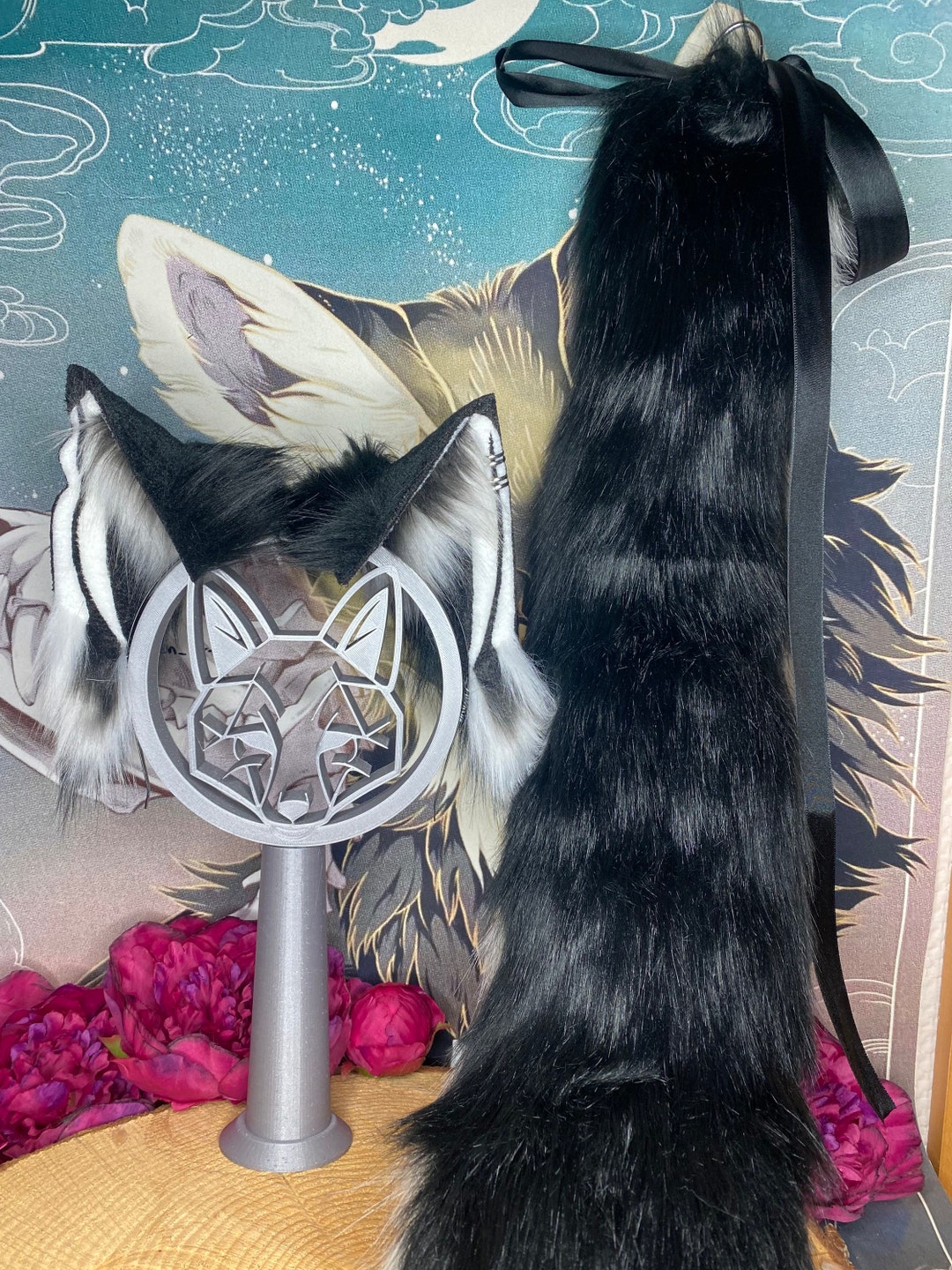 Buy Loona Helluva Boss Realistic Cosplay Ears and Tail Set Black Online ...