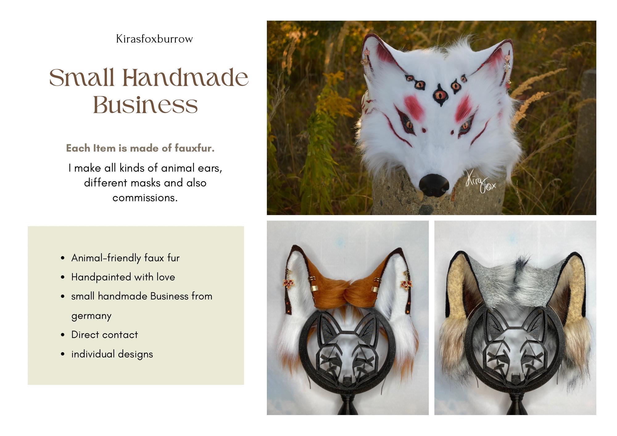 Natural Fox Set With Fox Ears and Fox Tail Made of Faux Fur, Handmade ...