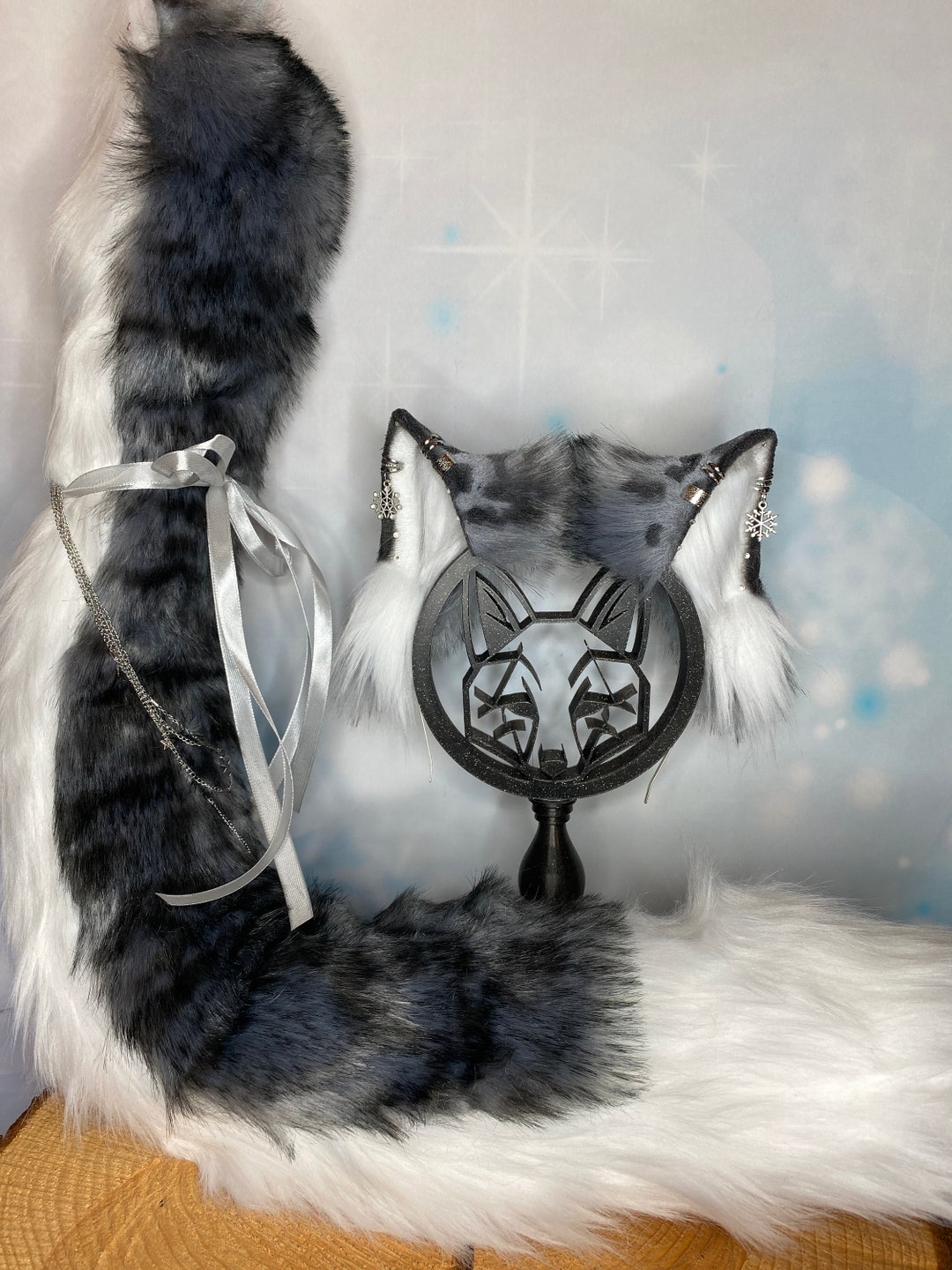 Snow Leopard Cattail Catearstail Cosplay Ears Ears Accessories Faux Fur ...