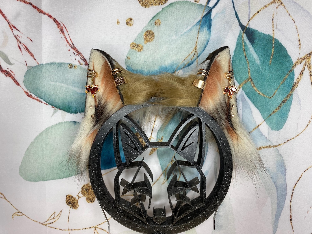 Calico Cat Ears Made of Faux Fur for Cosplay, Therian, Furry, Fursuit ...