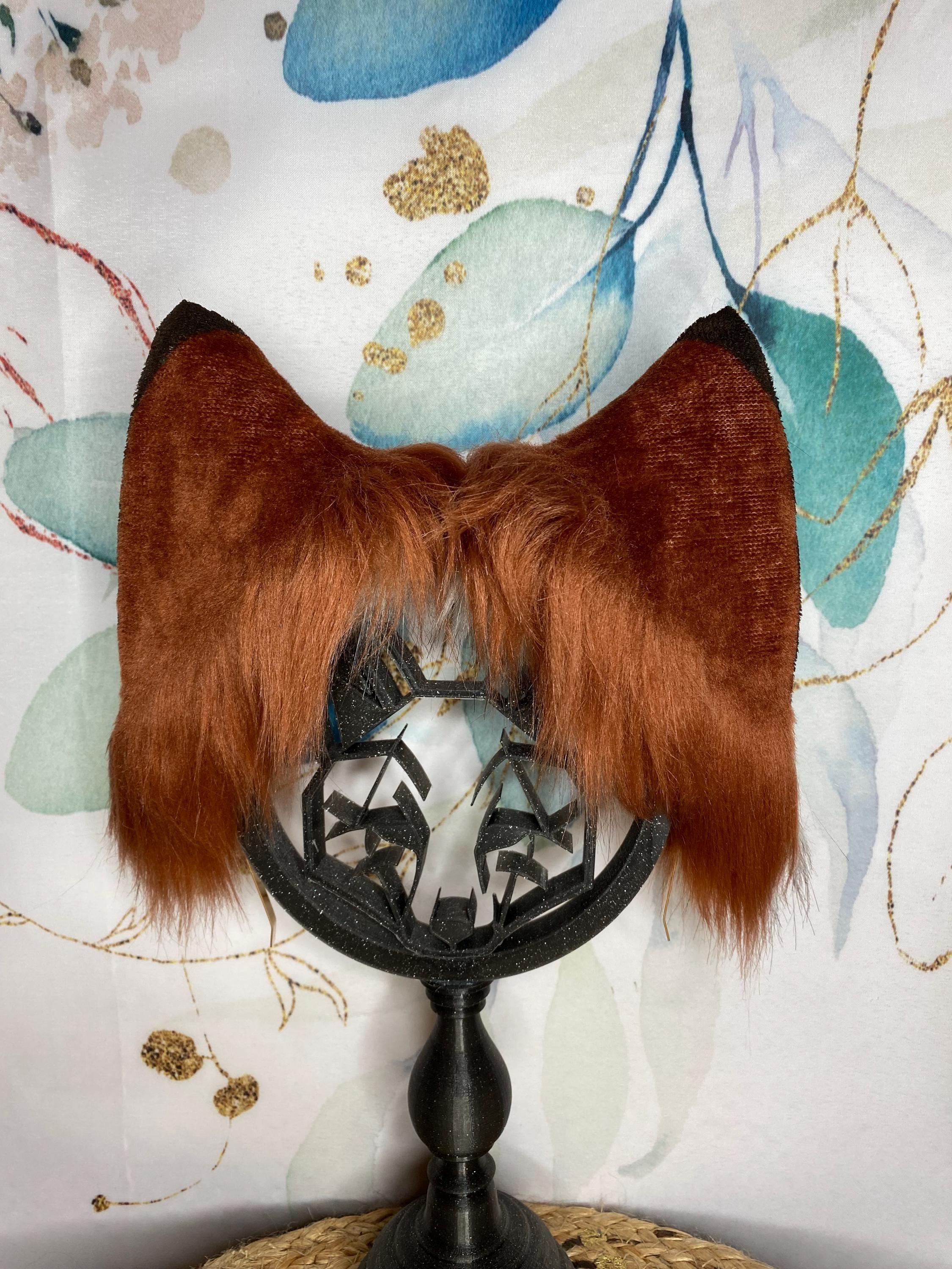 Natural Fox Set With Fox Ears and Fox Tail Made of Faux Fur, Handmade ...