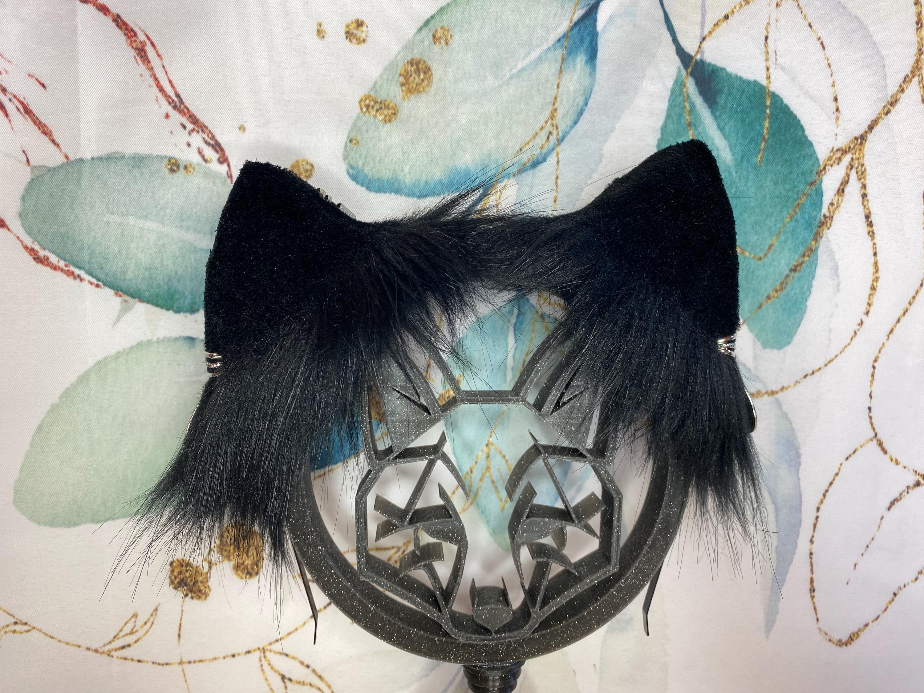 Black Gothic Cat Ears Made of Faux Fur for Cosplay, Streamers, Therians ...