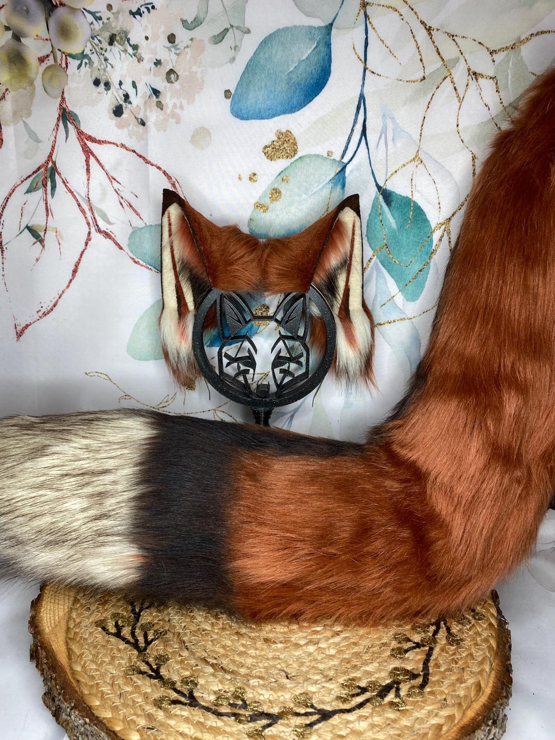 Natural Fox Set With Fox Ears and Fox Tail Made of Faux Fur, Handmade ...