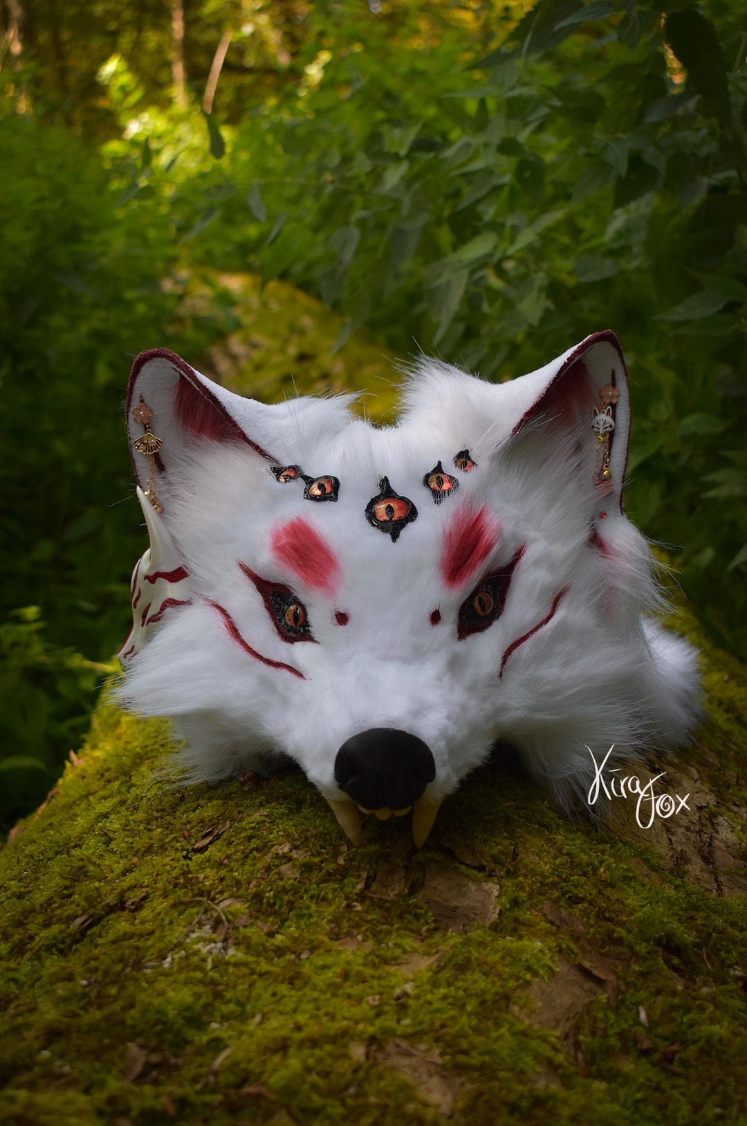 Japanese Kitsune Fox Mask Yokai Headpiece for Larp Cosplay Medieval ...