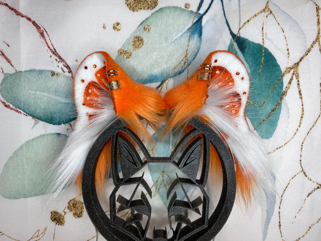 Orange Soda Cat Ears Made of Faux Fur for Cosplay, Streamers, Therians ...