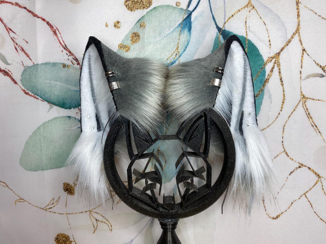 Realistic Gray Wolf Ears Handmade From Faux Fur for Cosplay, Therian ...