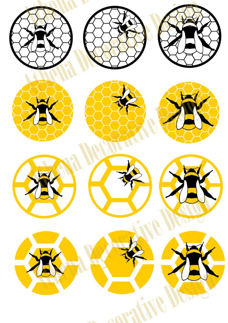 24x Bee Circle Designs for Key Rings and Other Circular - Etsy