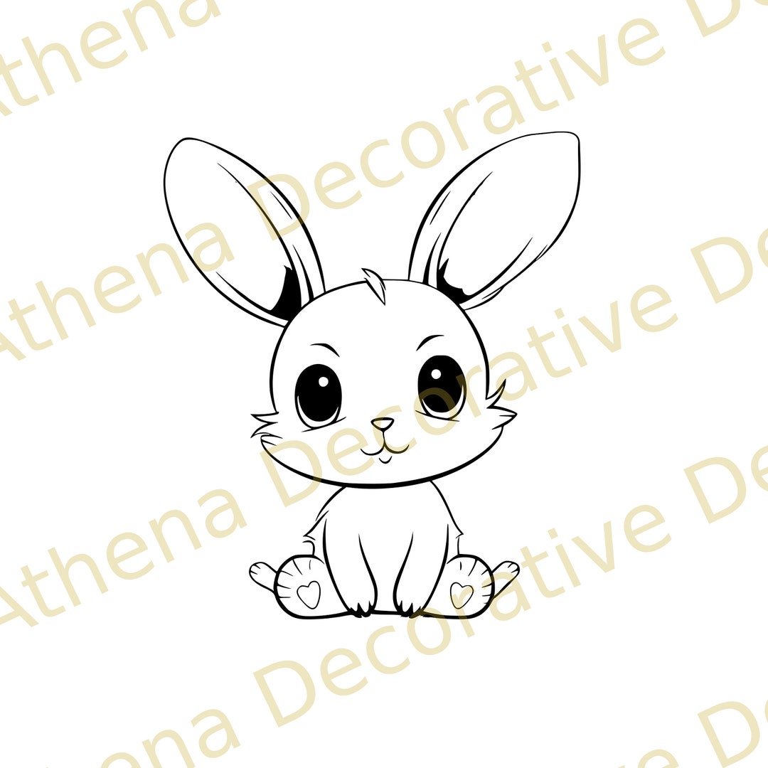 Rabbit Clipart Digital Drawing, SVG File. Easter Bunny - Etsy UK