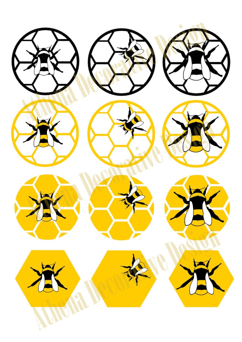 24x Bee Circle Designs for Key Rings and Other Circular - Etsy