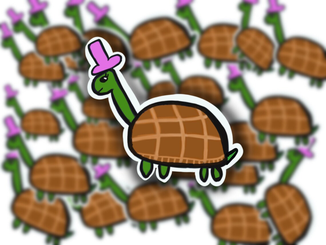 Top Hat Turtle Vinyl Sticker// Turtle Sticker - Etsy