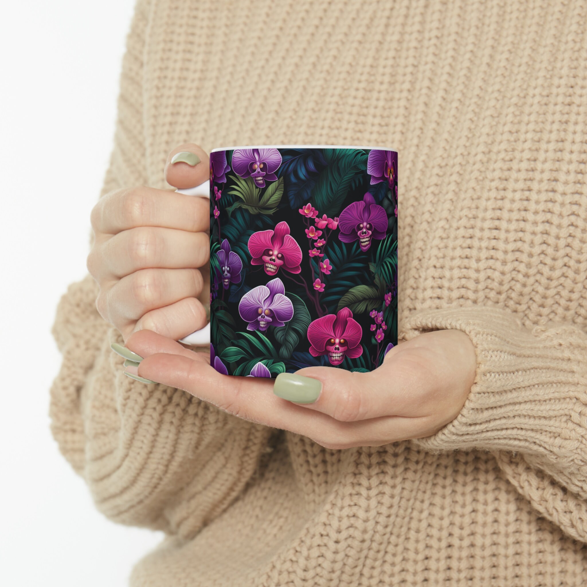 Gothic Orchid Skull Plant Pattern Print Ceramic Mug 11oz - Etsy