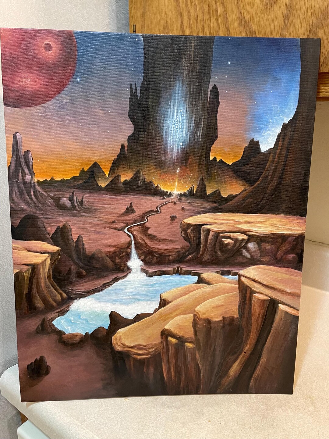 Fantasy Painting Surface of Phobos, Acrylic - Space Art, Landscape ...