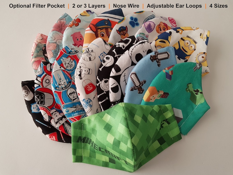 Spiderman Minecraft & Disney Face Mask With Nose Wire and - Etsy