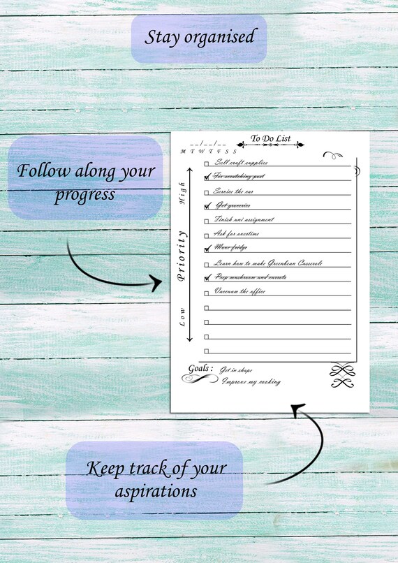 Priorityto Do List Calligraphy Design Printable Template - Etsy