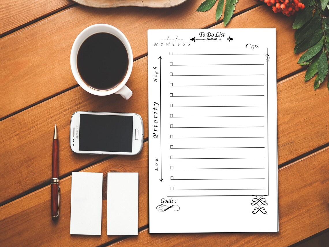 Priorityto Do List Calligraphy Design Printable Template - Etsy