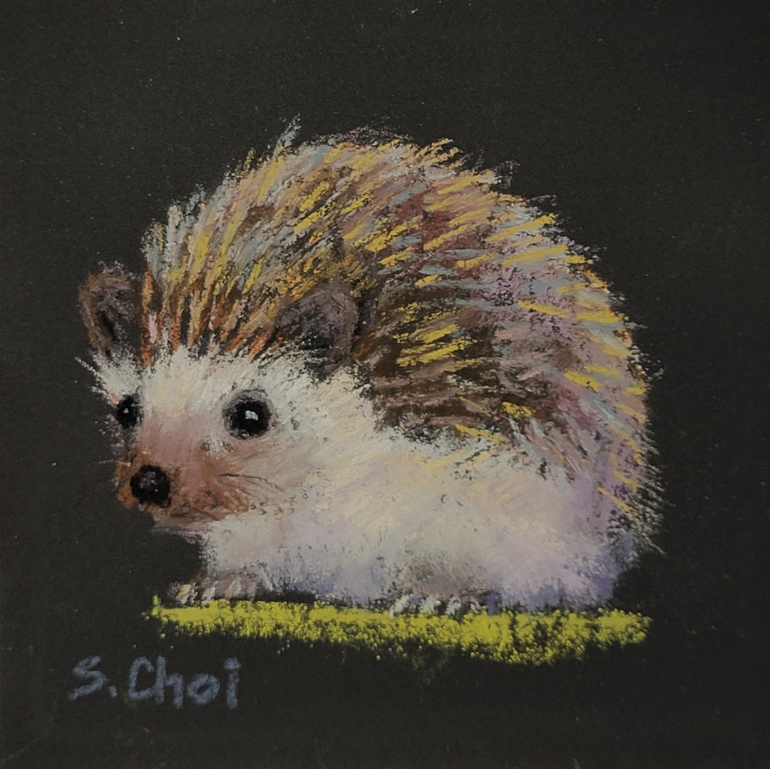 Hedgehog, Original Pastel Painting Print, 4x4 Inches, Unframed - Etsy
