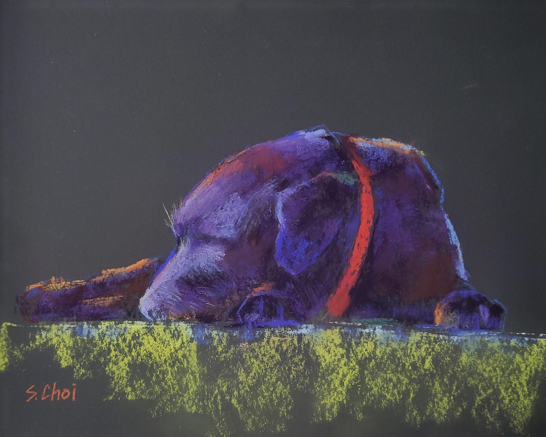 Dog Nap, Original Pet Pastel Painting, 8x10 Inches, Framed - Etsy