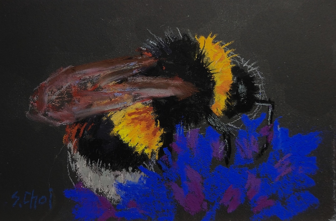 Bumblebee 3, Original Pastel Insect Painting, 5x5 Inches, Unframed - Etsy