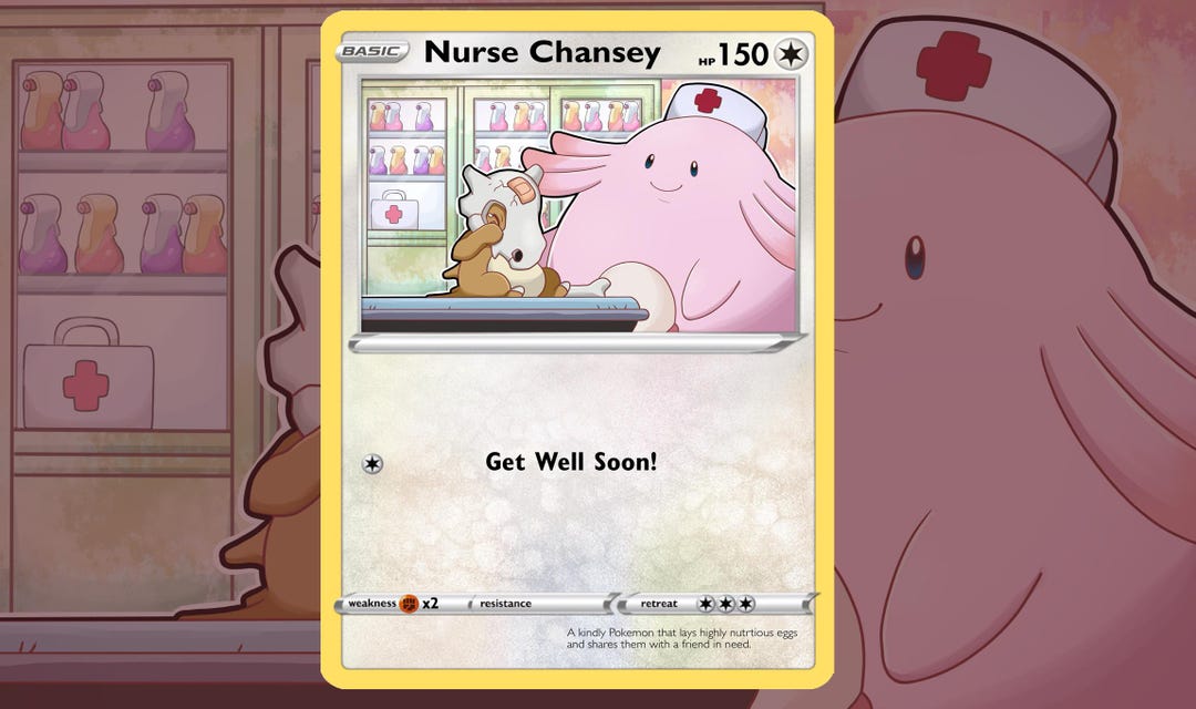 Nurse Chansey Get Well Soon TCG Card Custom Made Get Well Soon Sympathy ...